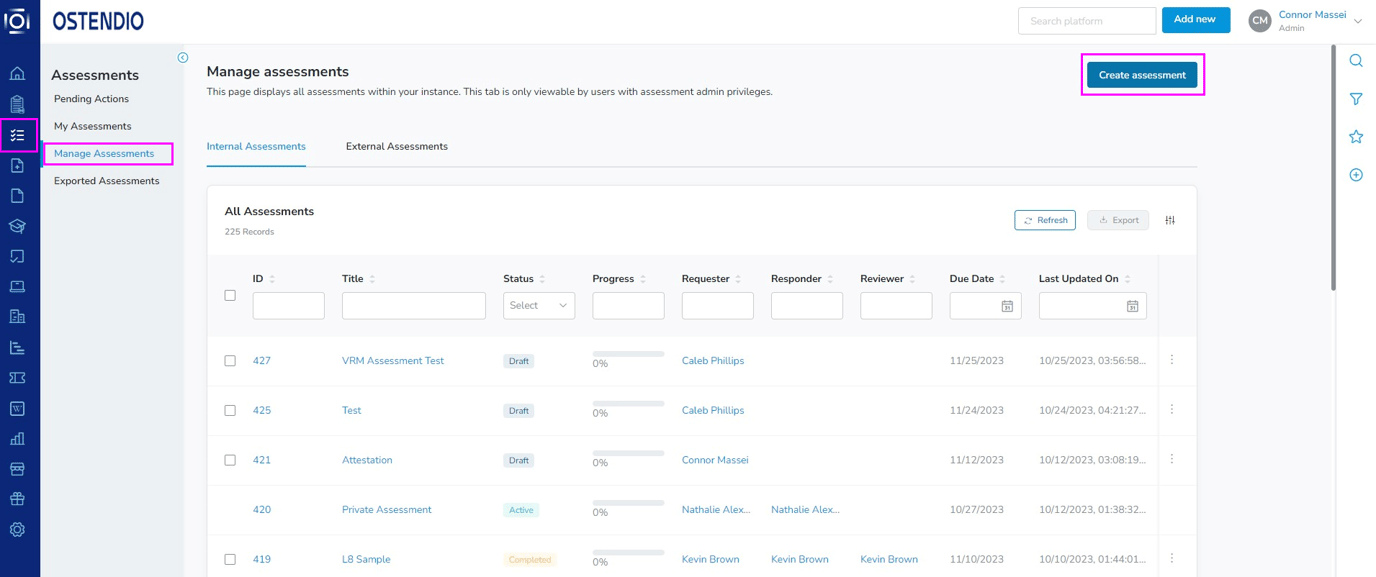 How to Create and Send an External Assessment from Industry Template