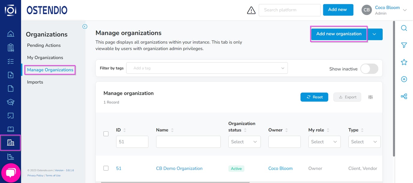 How to Add an Organization