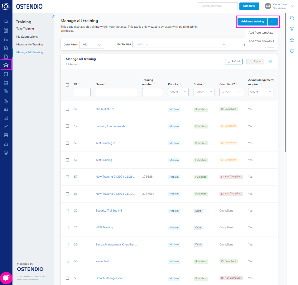 Ostendio-Knowbe4 Training Setup and Best Practices