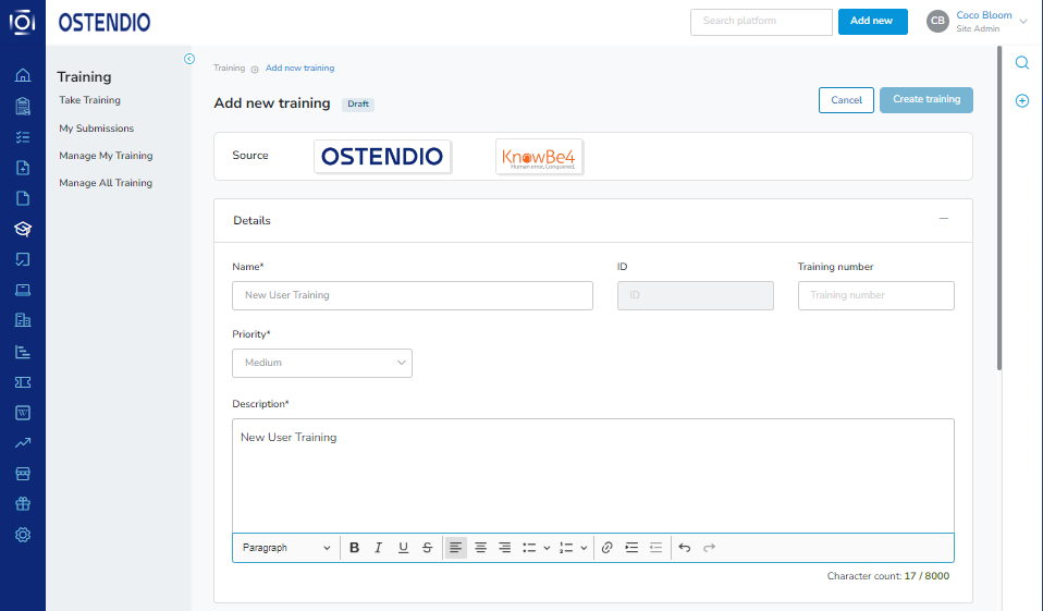 Ostendio-Knowbe4 Training Setup and Best Practices