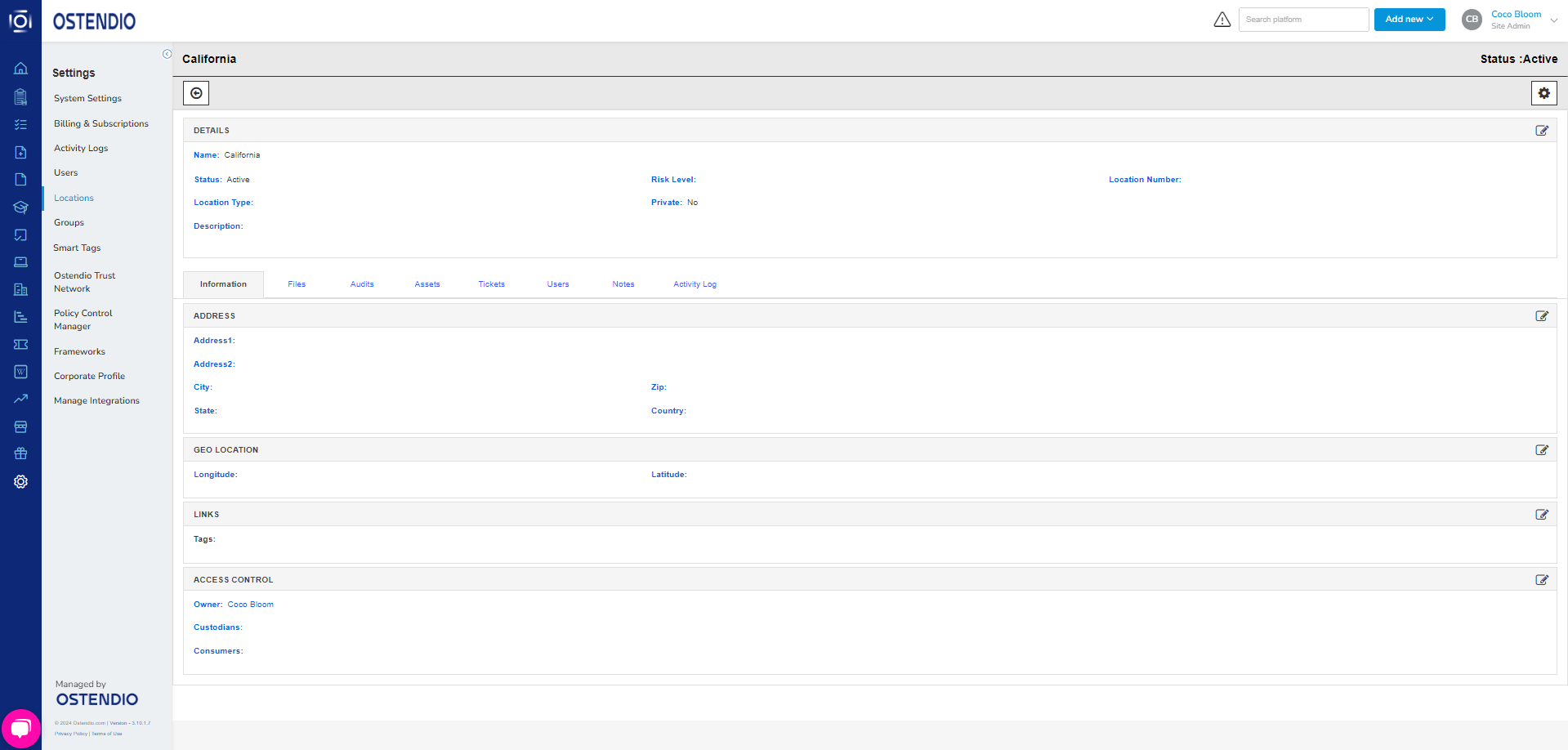 Managing Locations in Ostendio